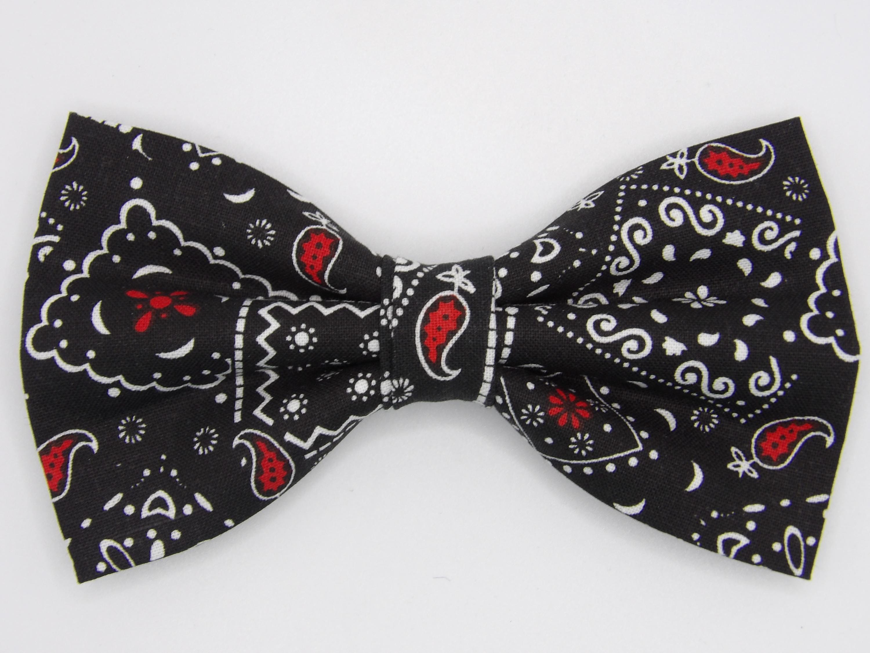 Black & Red Bandana Bow Tie, Western Bandana, Cowboy Birthday Party ...