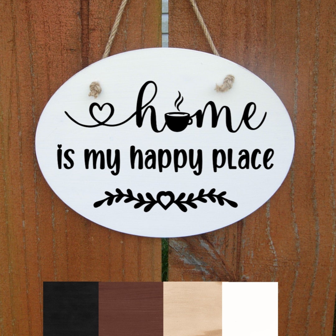Farmhouse Sign Home is My Happy Place Front Door Sign - Etsy