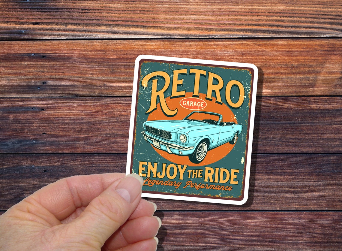 Set of 6 Retro Car Stickers (set 1) Vintage Metal Signs, Custom Hot Rod ...