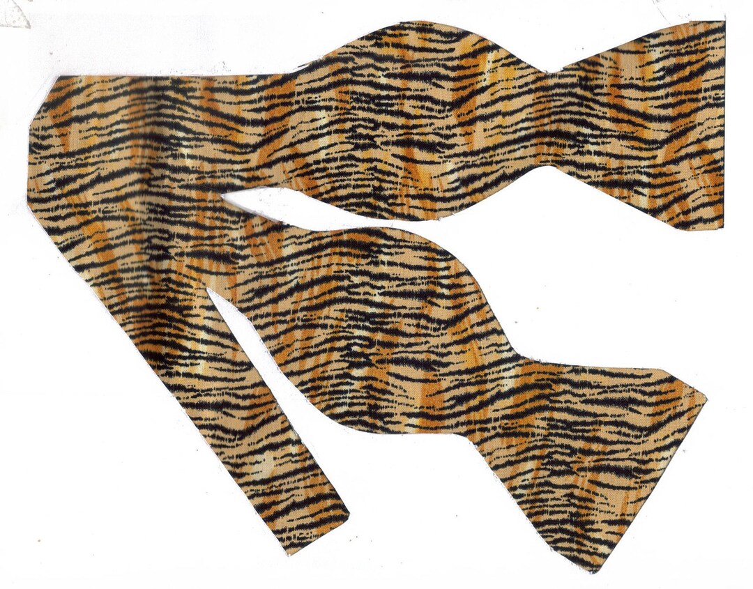 Tiger Print Bow Tie Small Tiger Stripes on Brown Self-tie or - Etsy