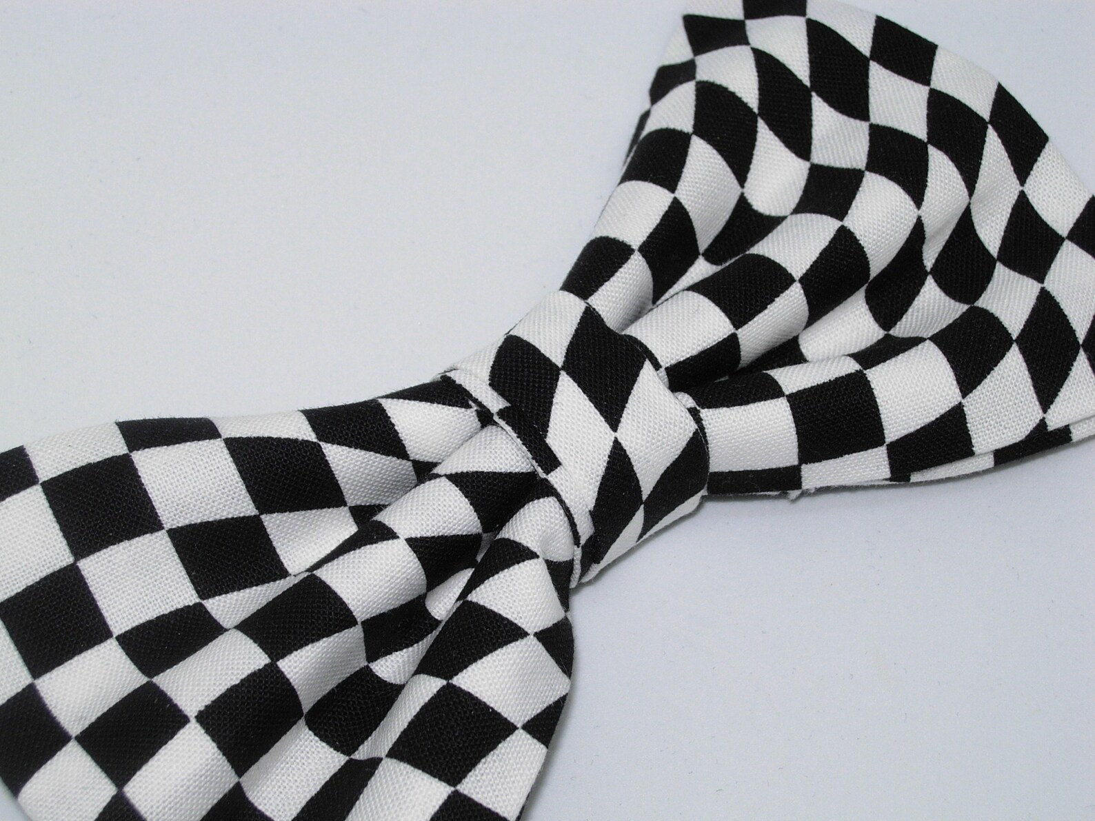 Checkered Flag Bow Tie | Wavy Black & White Racing Checks | 3/8" | Pre ...