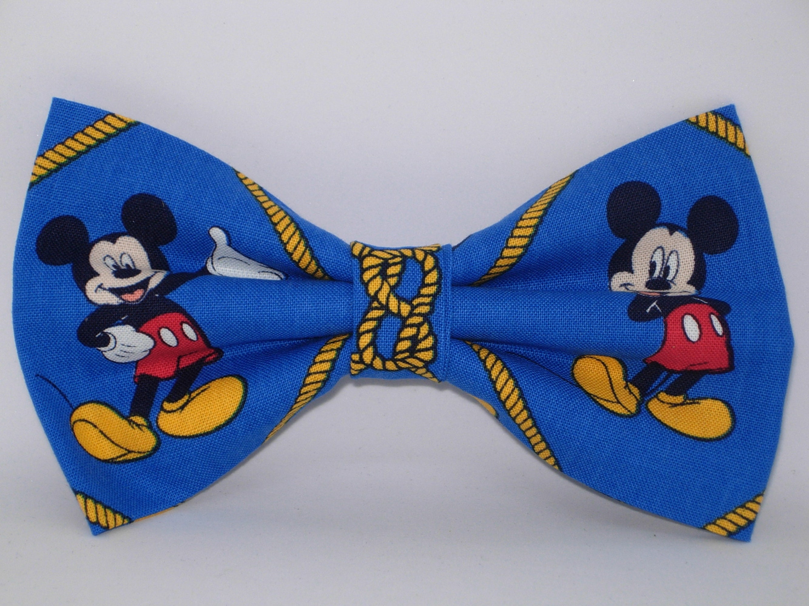 Mickey Mouse Bow Tie Mickey on Blue With Rope Pre-tied Bow - Etsy