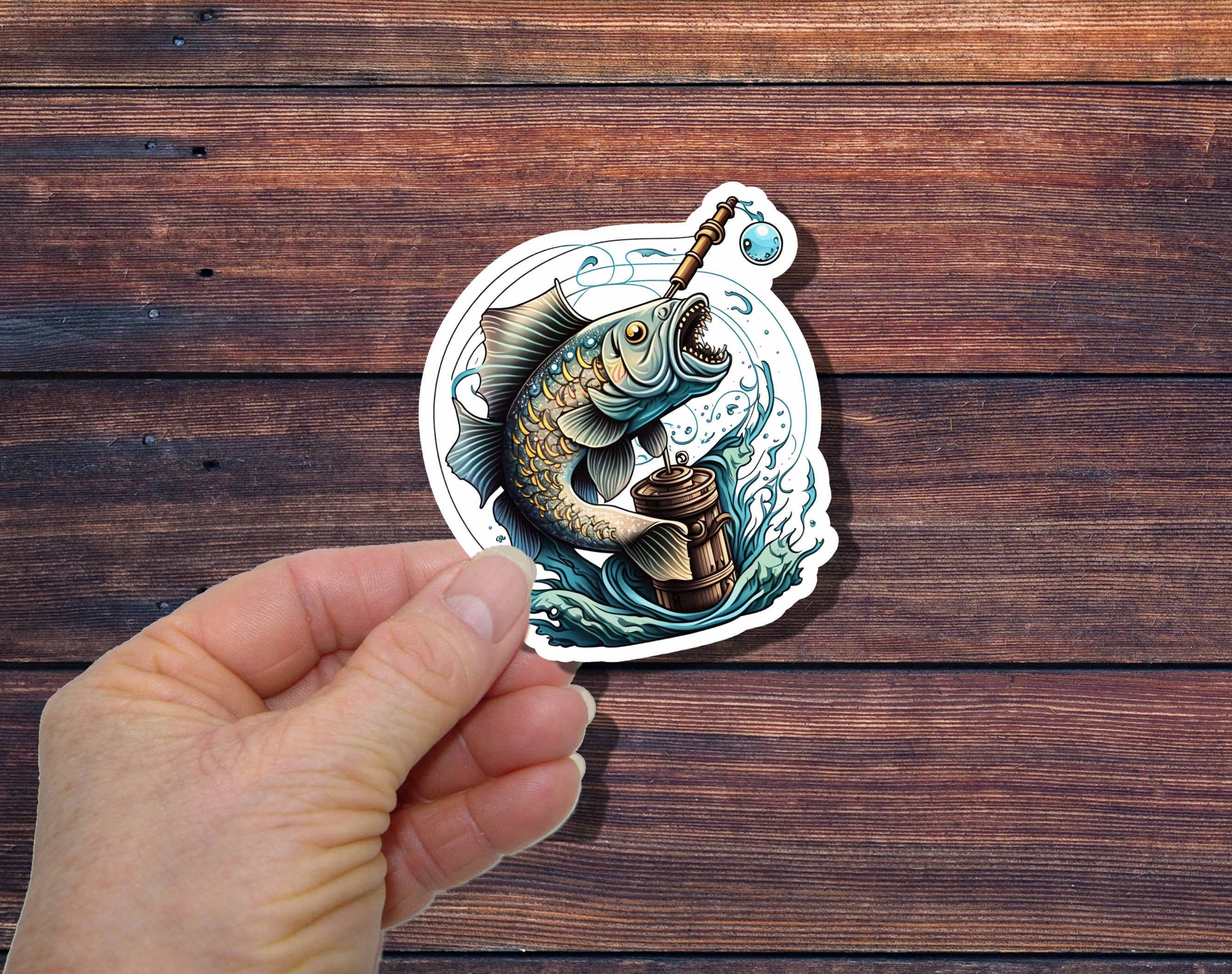 Set of 6 Bass Fish Stickers Splashing Fish Detailed Graphic - Etsy