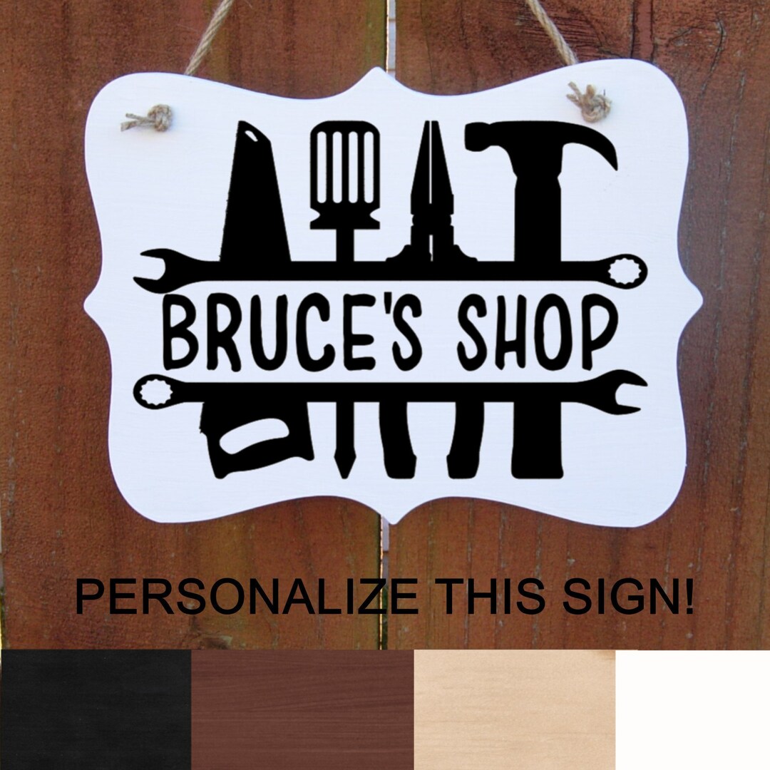 Personalized Shop Sign Garage Tool Sign Rustic Wall Decor - Etsy