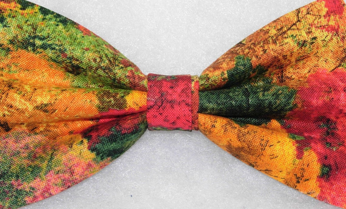 Autumn Trees Bow Tie, Fall Colors, Pre-tied Bow Tie, Fall Weddings, Bow ...