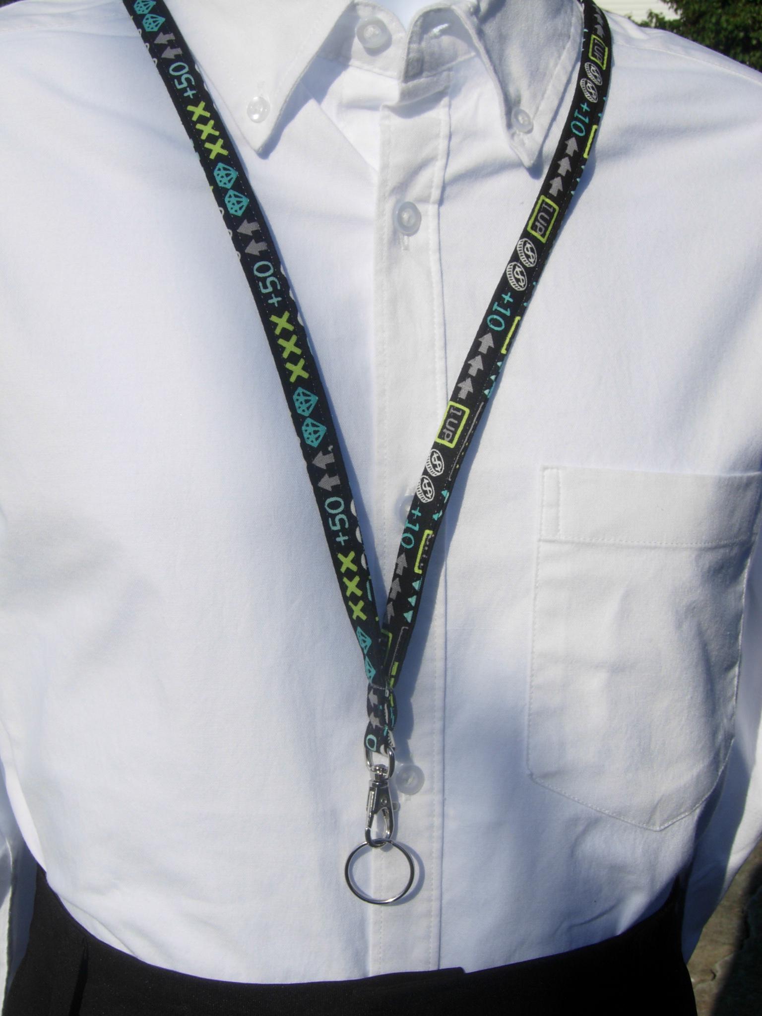 Gamer Lanyard, Video Game Icons on Black, Cell Phone Wristlet, Gaming ...