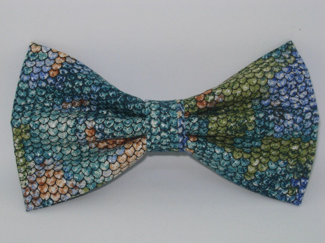 Snake Skin Bow Tie, Small Snake Scales, Blue Green & Brown, Pre-tied ...