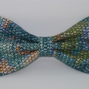 Snake Skin Bow Tie, Small Snake Scales, Blue Green & Brown, Pre-tied ...
