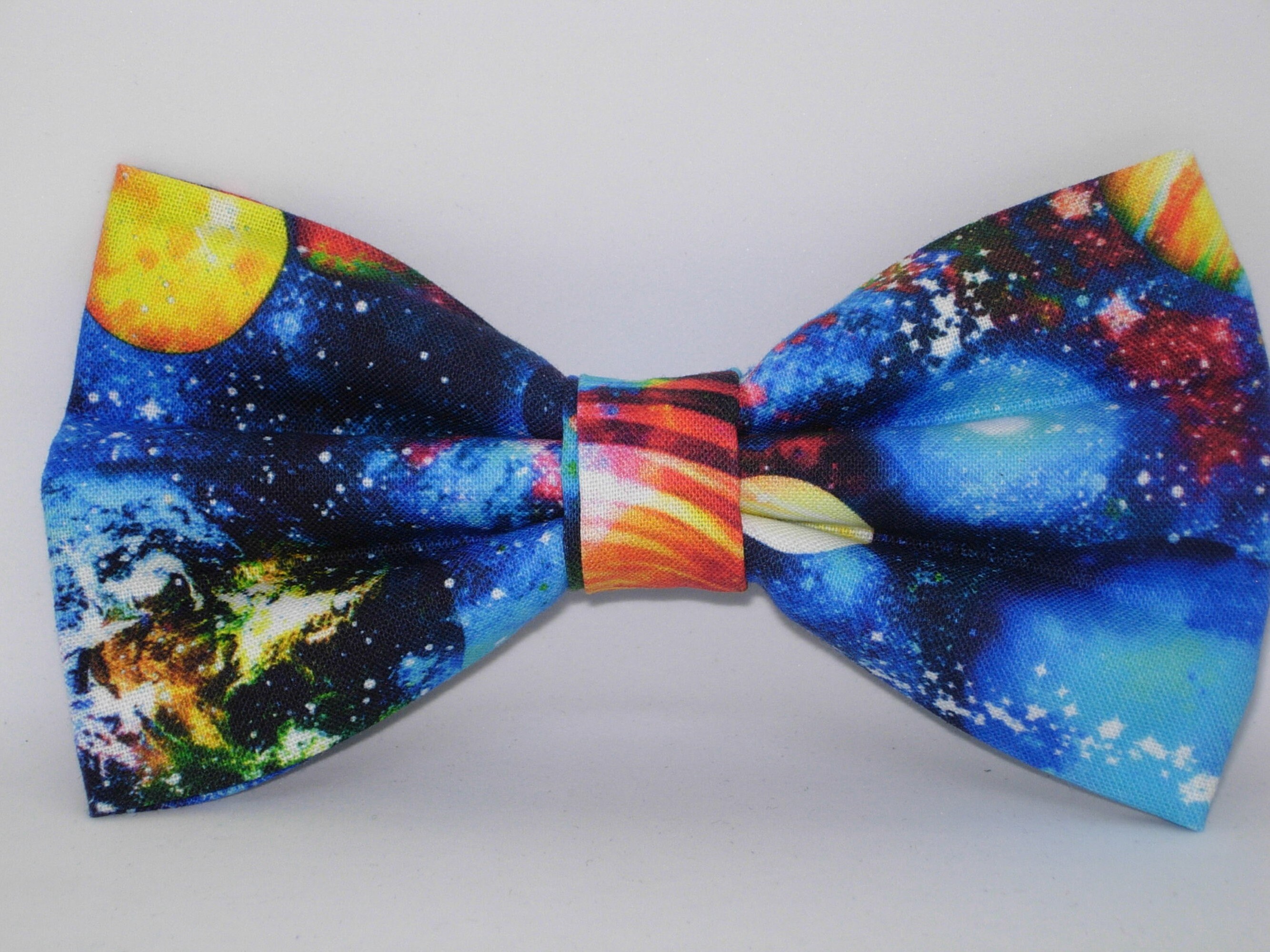 Outer Space Bow Tie, Blue Planets & Stars, Pre-tied Bow Tie, Astronomy ...