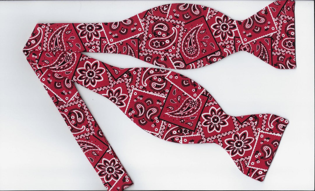Crimson Red Bandana Bow Tie, Western Bandana, Cowboy Birthday Party ...