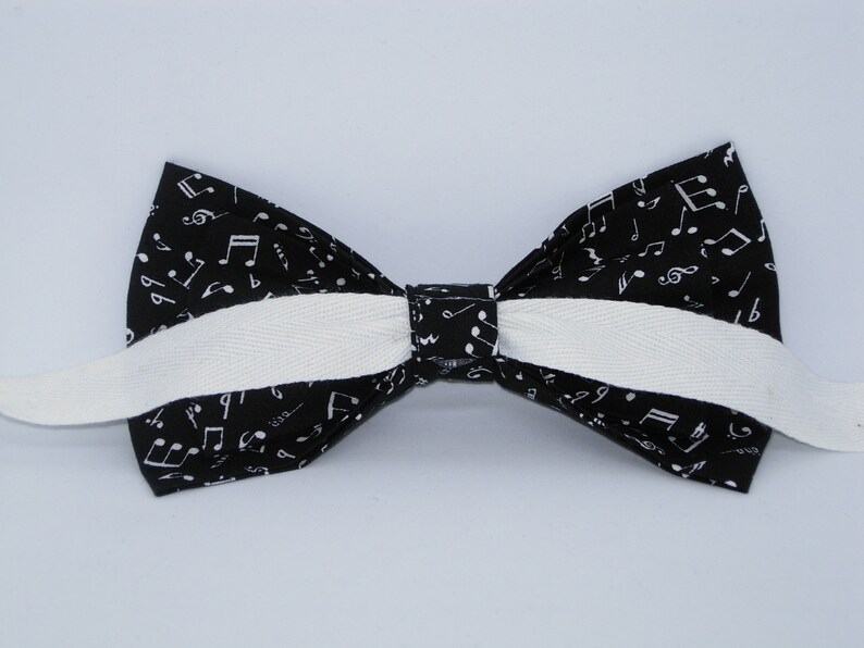 Music Bow Tie Mini White Musical Notes on Black Self-tie & - Etsy