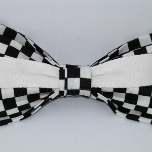 Black & White Check Bow Tie | Pre-tied Bow Tie | Checkered Flag | Race ...