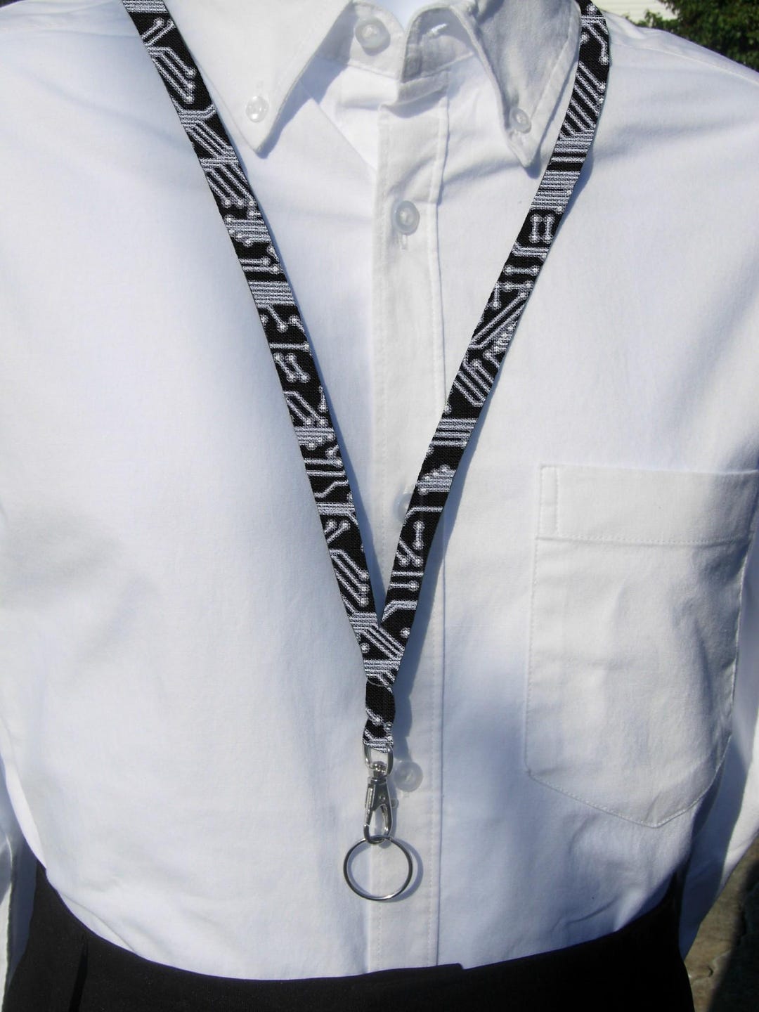 Computer Lanyard, Silver Circuit Board on Black, Lanyard for Men, PCB ...
