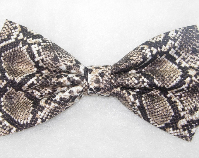 Snake Skin Bow Tie, Taupe & Gray Snake Skin, Pre-tied Bow Tie, Wild ...