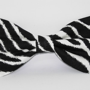 Zebra Print Bow Tie, Black & White Zebra Stripes, Self-tie or Pre-tied ...