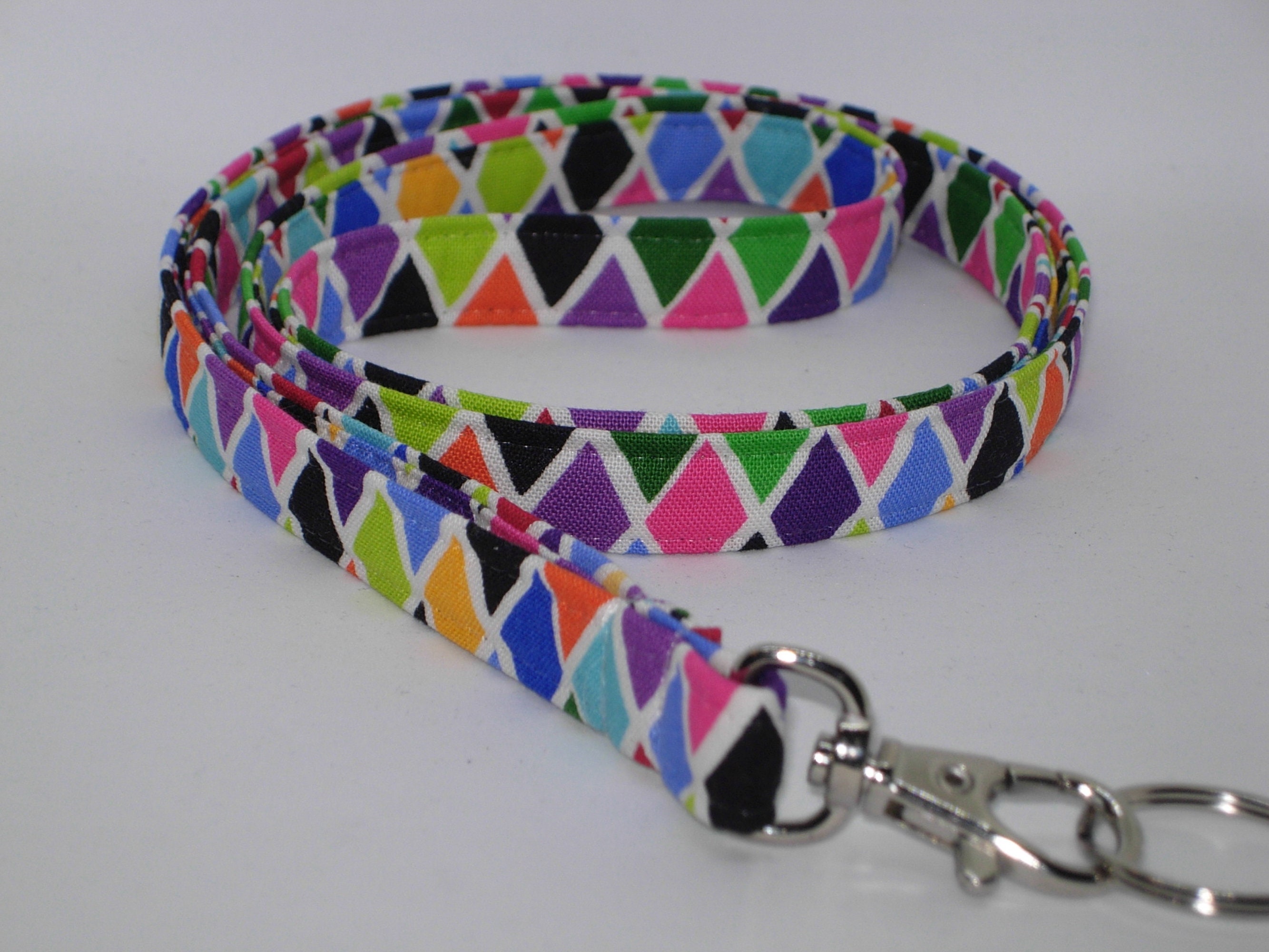 Trendy Lanyard, Colorful Diamond Shapes, Art Teacher Laynard, Key Fob ...
