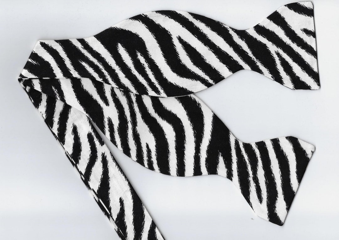 Zebra Print Bow Tie, Black & White Zebra Stripes, Self-tie or Pre-tied ...