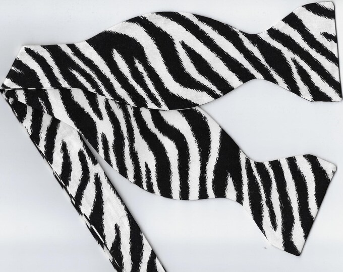 Snow Leopard Bow Tie, Black Leopard Spots on White, Pre-tied Bow Tie ...