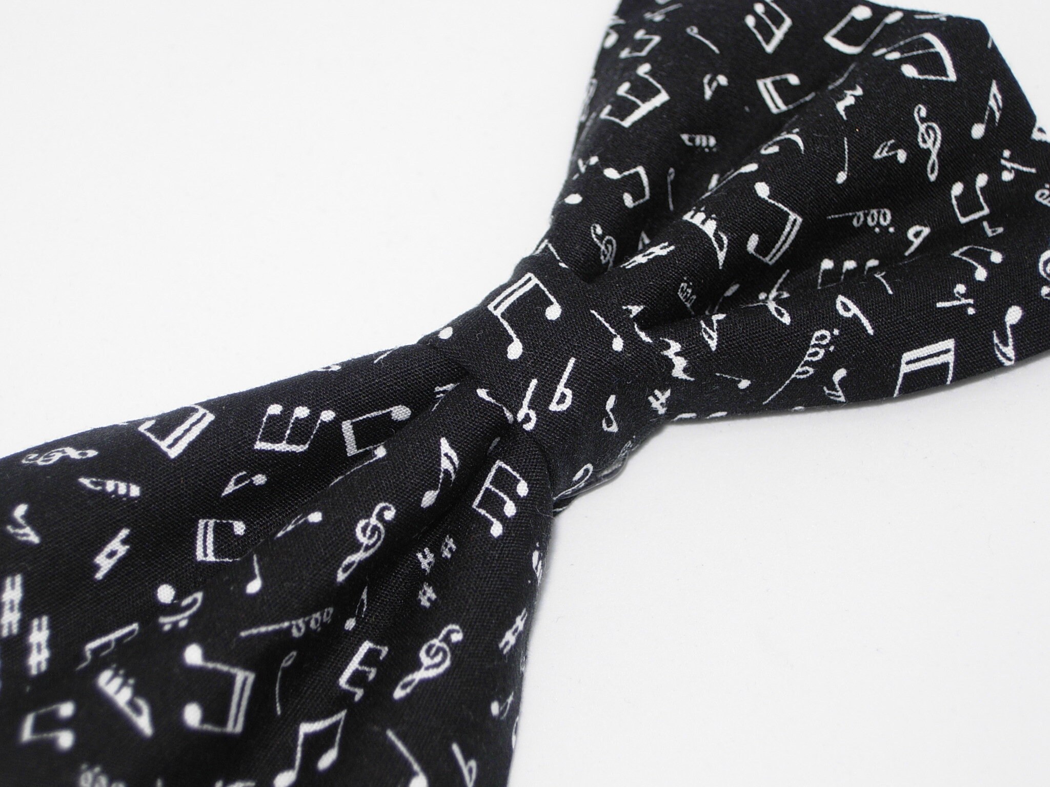 Music Bow Tie Mini White Musical Notes on Black Self-tie | Etsy