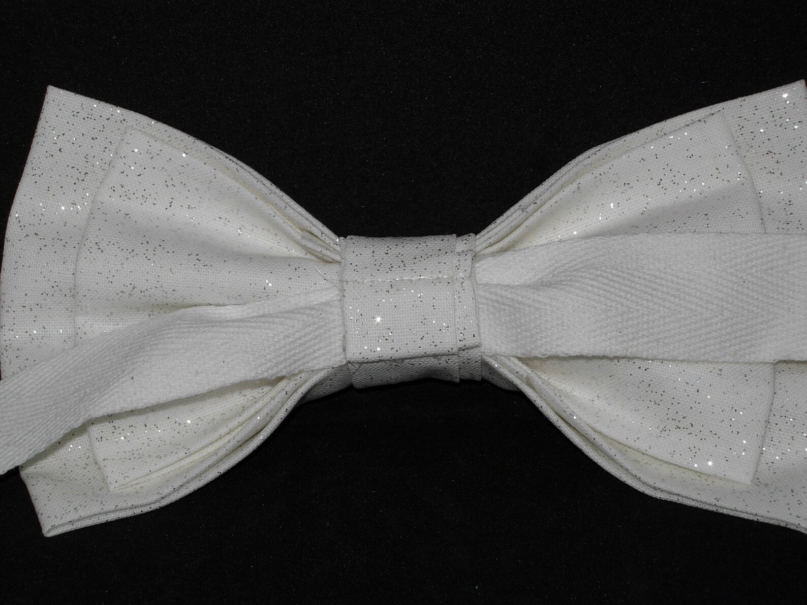 Sparkling White Bow Tie Solid White Metallic Silver | Etsy