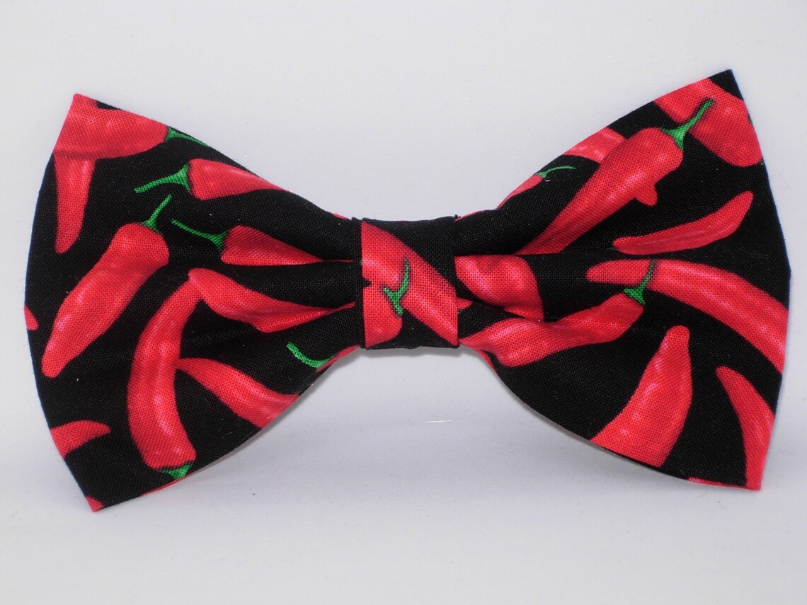 Chili Pepper Bow Tie | Red Chili Peppers on Black | Self-tie or Pre ...
