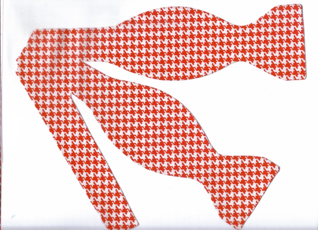 Red & White Houndstooth Bow Tie | Self-tie or Pre-tied, Cotton, Men ...