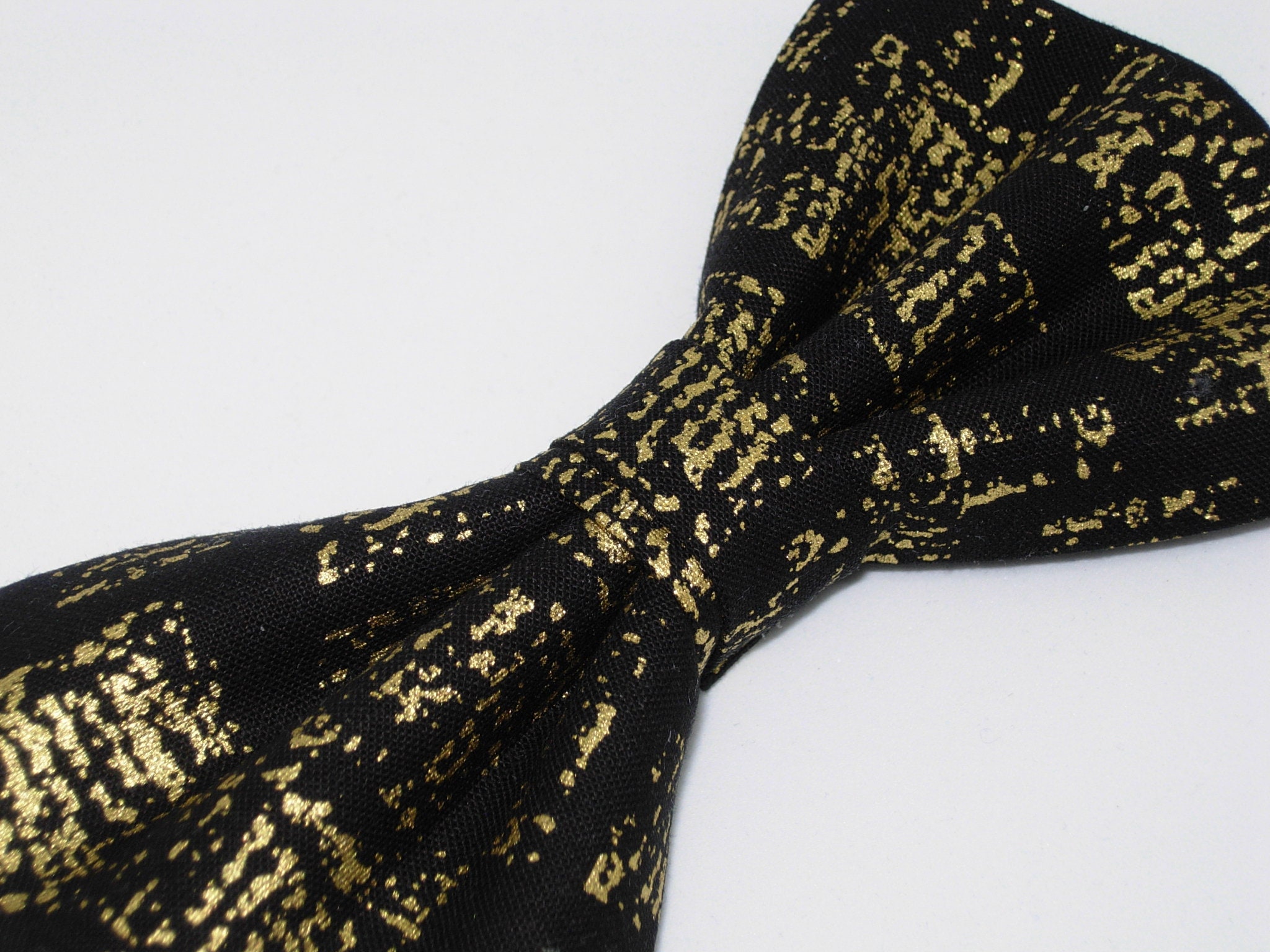 Black & Gold Bow Tie Gold Splashes on Black Pre-tied Bow - Etsy