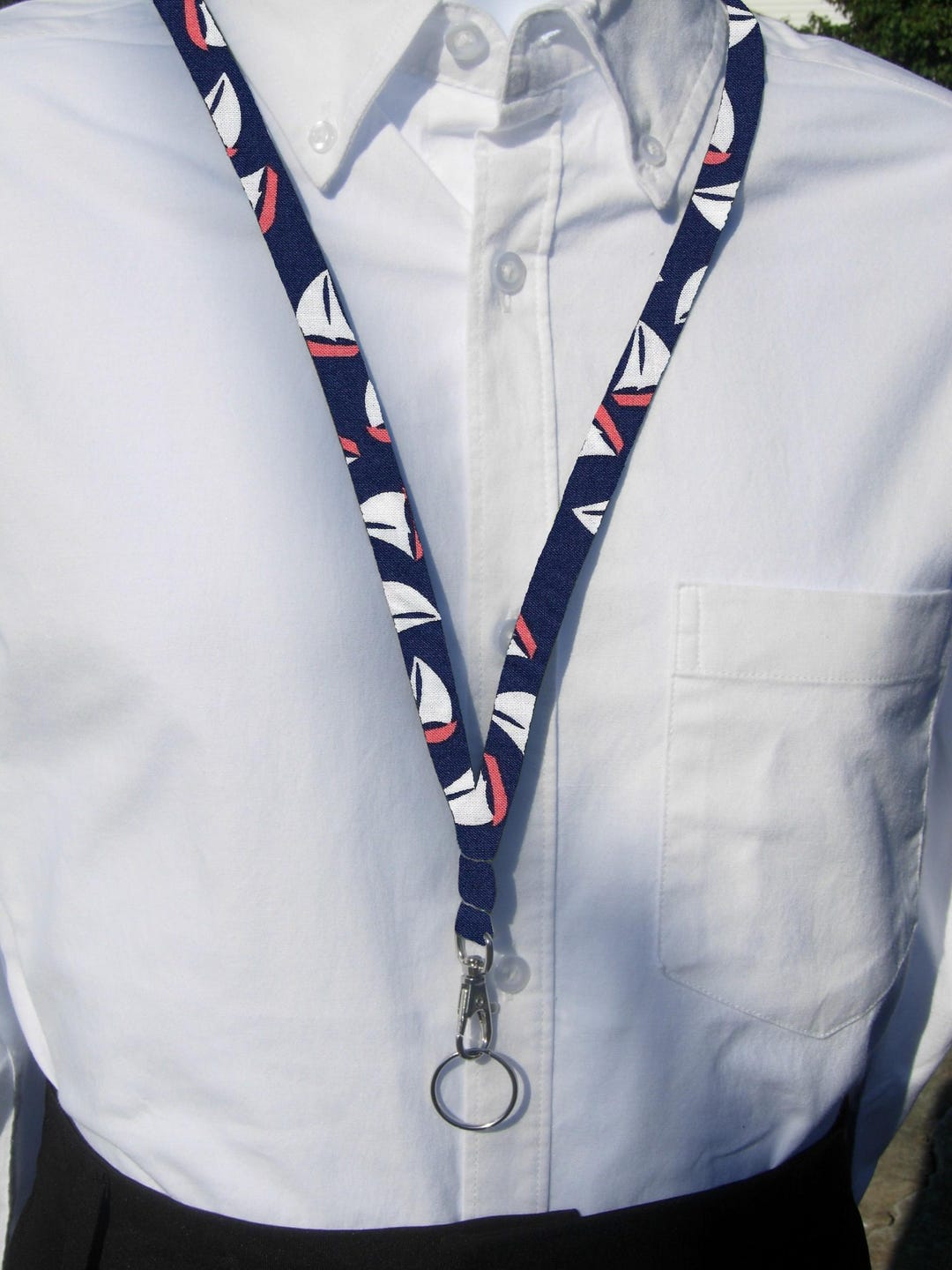 Captains Lanyard, Sailboats on Navy Blue, Nautical Gift for Men ...