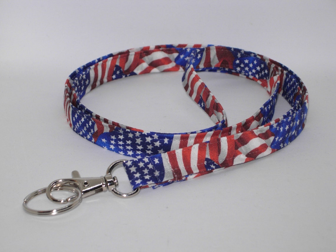 American Flag Lanyard, USA Flags, 4th of July Key Fob, Teacher Lanyard ...