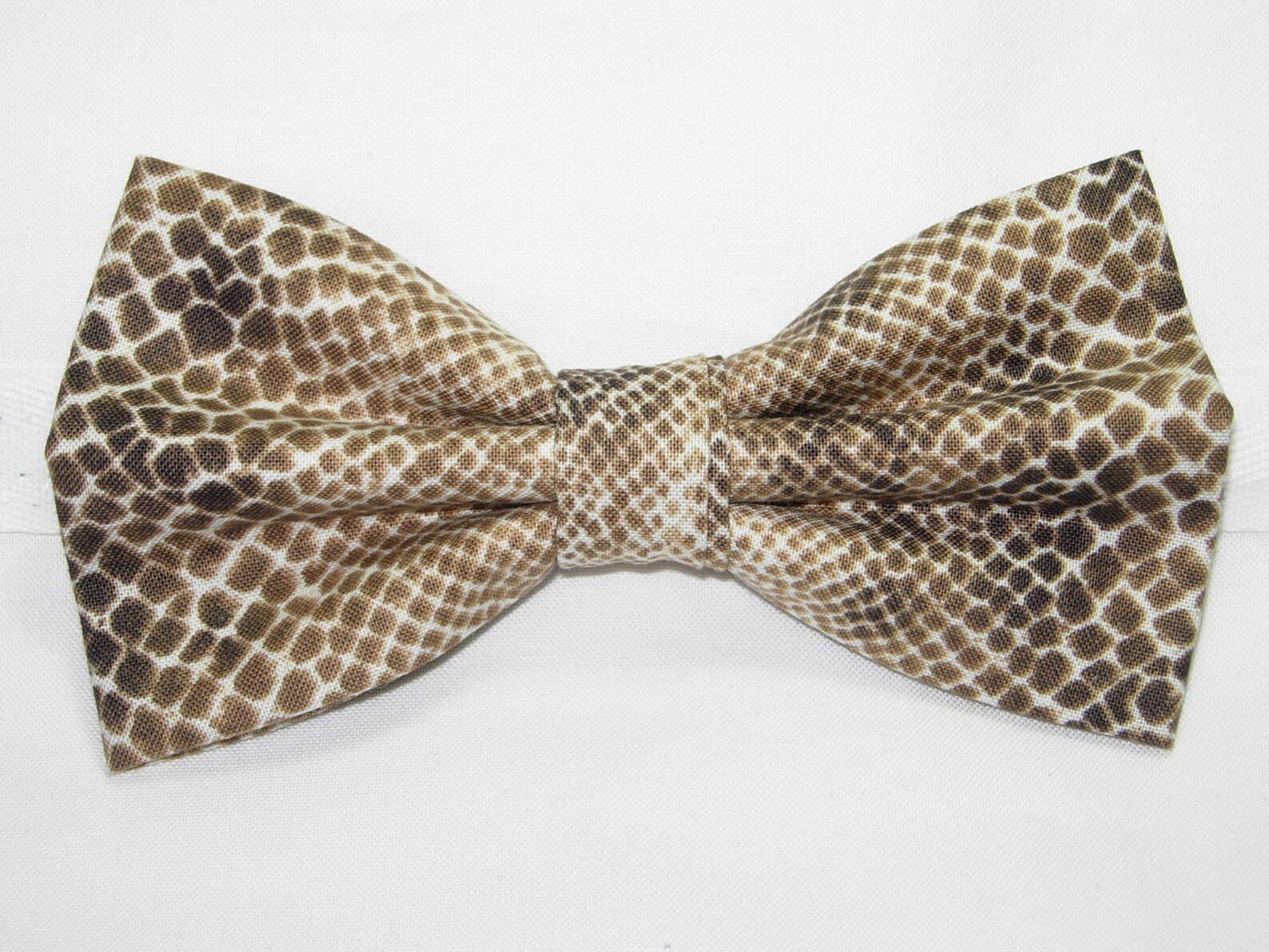 Snake Skin Print Bow Tie, Taupe Tan Cotton, Pre-tied, Adult & Youth ...