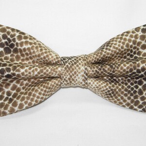Snake Skin Bow Tie, Taupe & Tan Snake Skin Design, Pre-tied Bow Tie ...