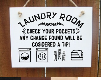 Laundry Sign Check Pockets - Etsy