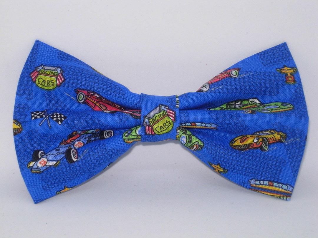 Racing Bow Tie, Mini Race Cars on Blue, Drag Racing, Nascar Driver, Pre ...