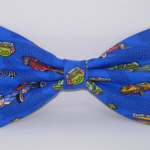 Racing Bow Tie, Mini Race Cars on Blue, Drag Racing, Nascar Driver, Pre ...