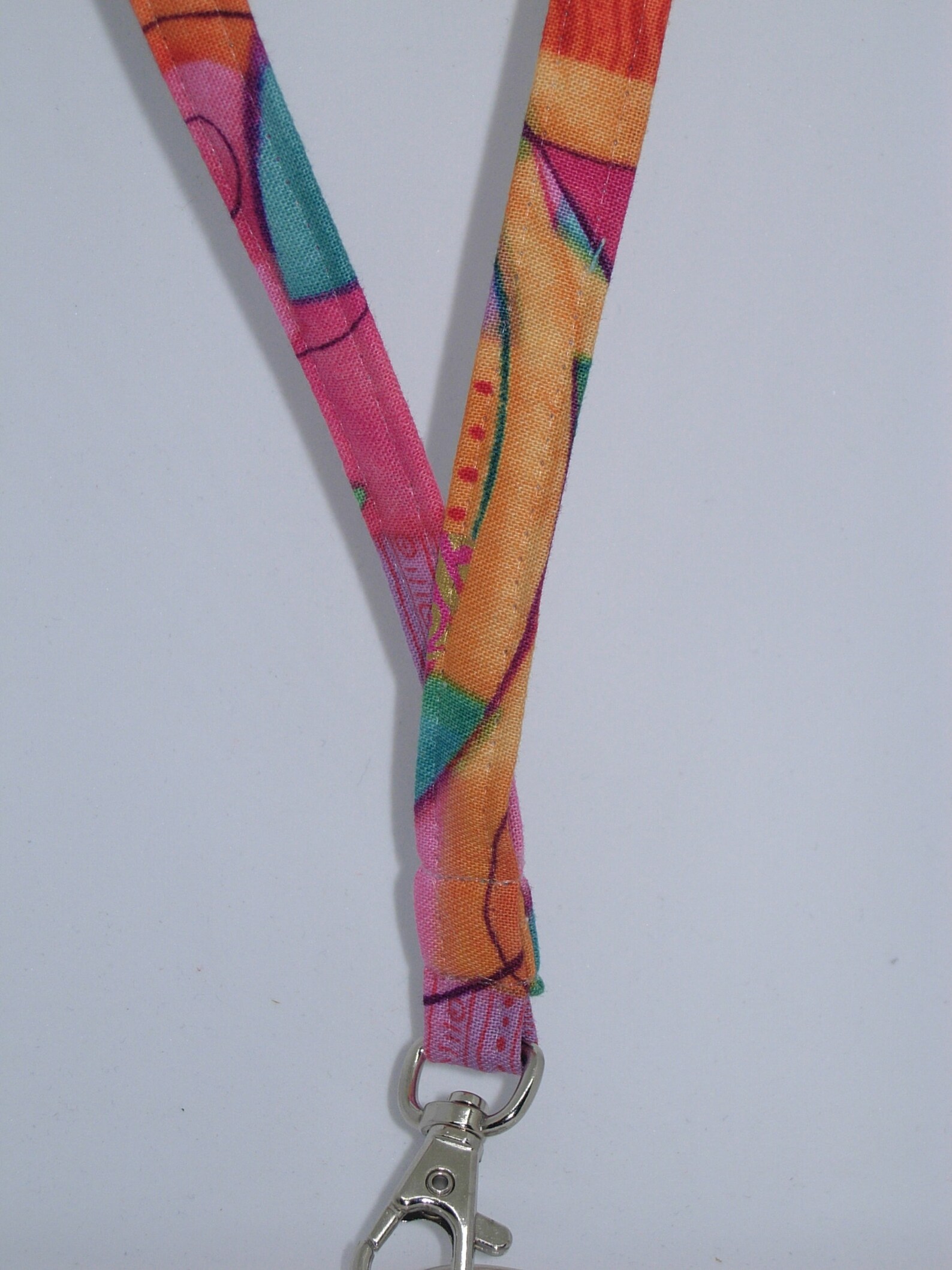 Whimsical Lanyard, Peach Teal Pink & Metallic Gold, Artistic Key Fob ...