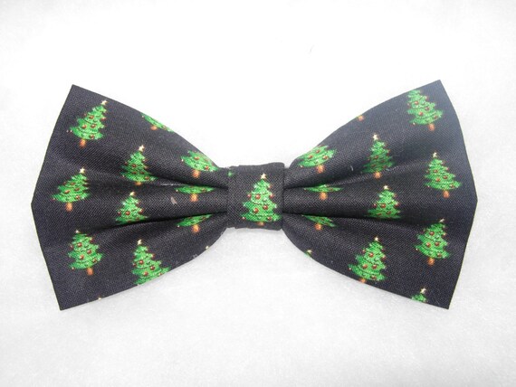 Christmas Bow Tie Mini Christmas Trees on Black Pre-tied | Etsy