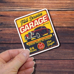 Set of 6 Retro Car Stickers (set 1) Vintage Metal Signs, Custom Hot Rod ...