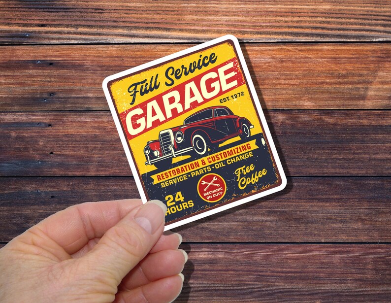 Set of 6 Retro Car Stickers (set 1) Vintage Metal Signs, Custom Hot Rod ...