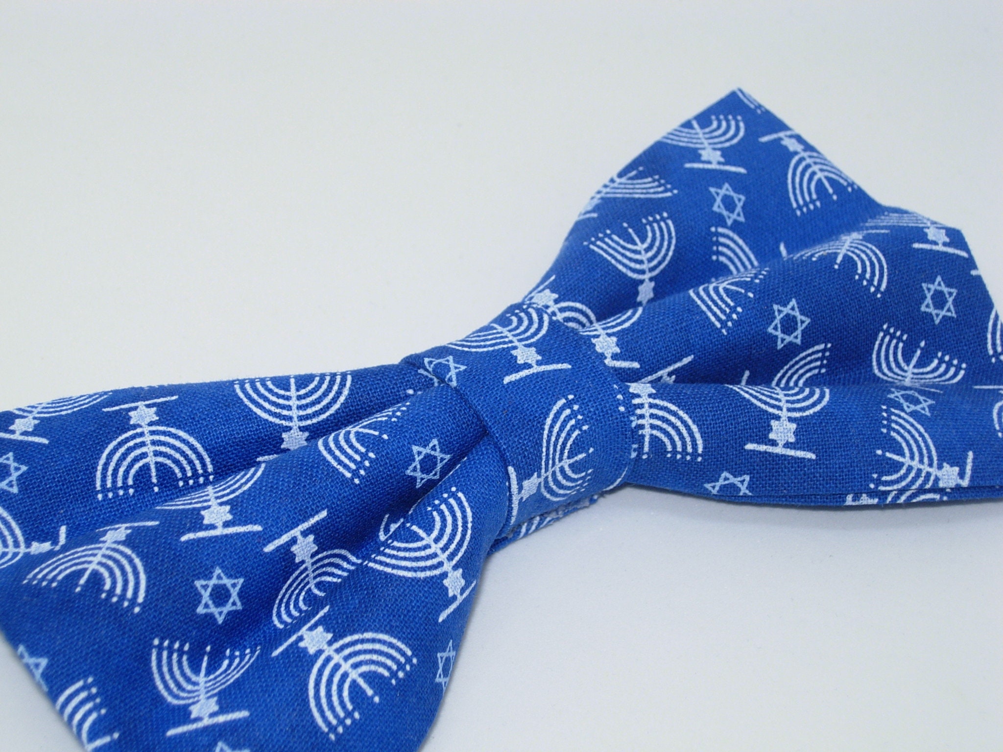 Hanukkah Bow Tie, White Menorahs, Star of David, Self-tie, Pre-tied ...
