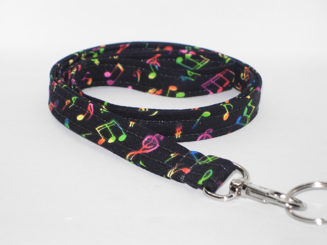 Music Teacher Key Fob, Neon Musical Notes, Band Teacher Lanyard, Cell ...