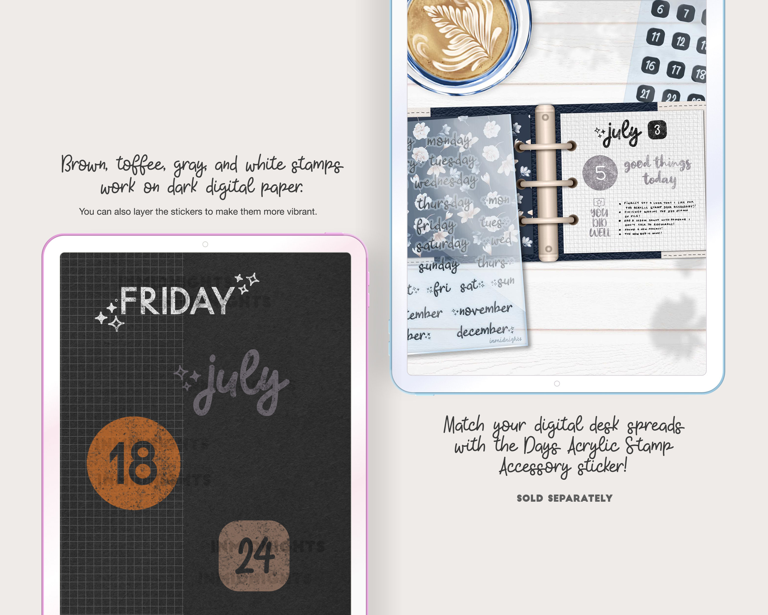 Ink Stamp Digital Stickers Days Months Days Numbers | Etsy