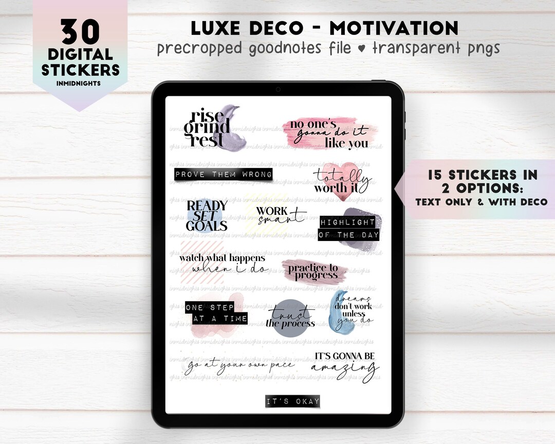 Digital Stickers Motivation Luxe Deco Motivational Digital Stickers for ...