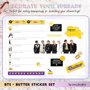 BTS Butter Digital Sticker Printable BTS Handdrawn Stickers Crayon ...