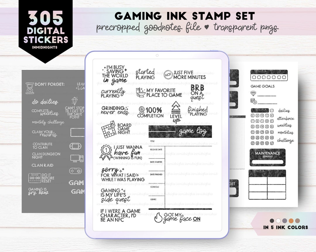Gaming Ink Stamp Digital Stickers Video Game Tracker Digital Stickers ...