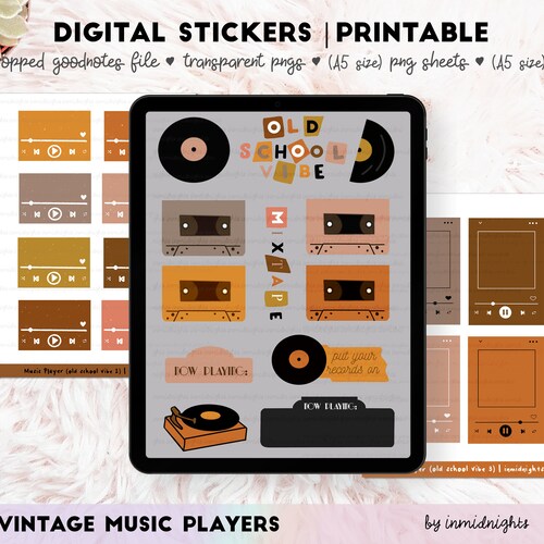 Music Player Digital Sticker Printable Handdrawn Crayon - Etsy
