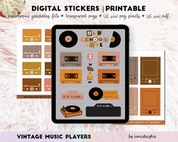 Handdrawn Digital Sticker Playlist Vintage Music Player in - Etsy
