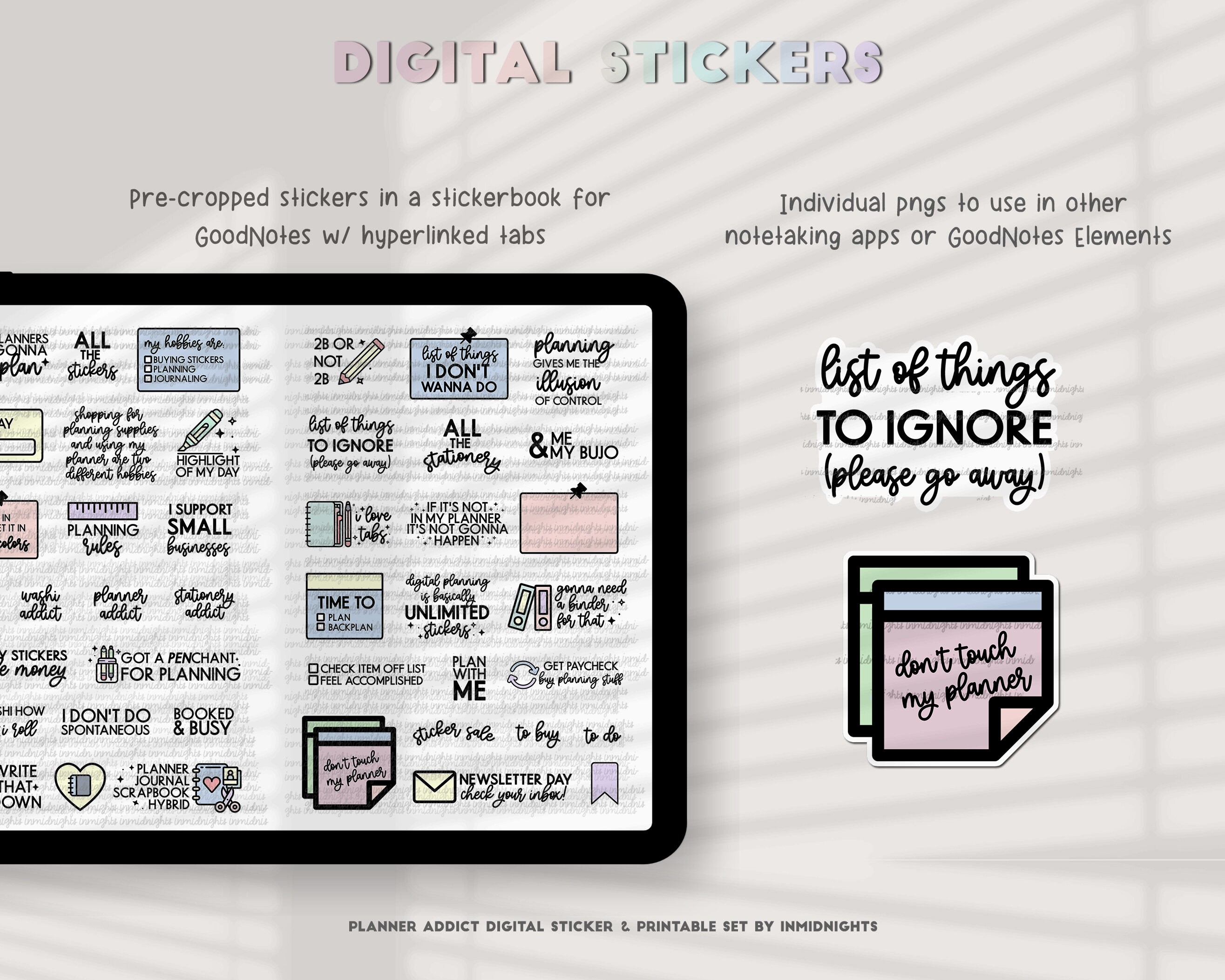 Planner Addict Digital Stickers Sticker Addict Printable Minimalist ...