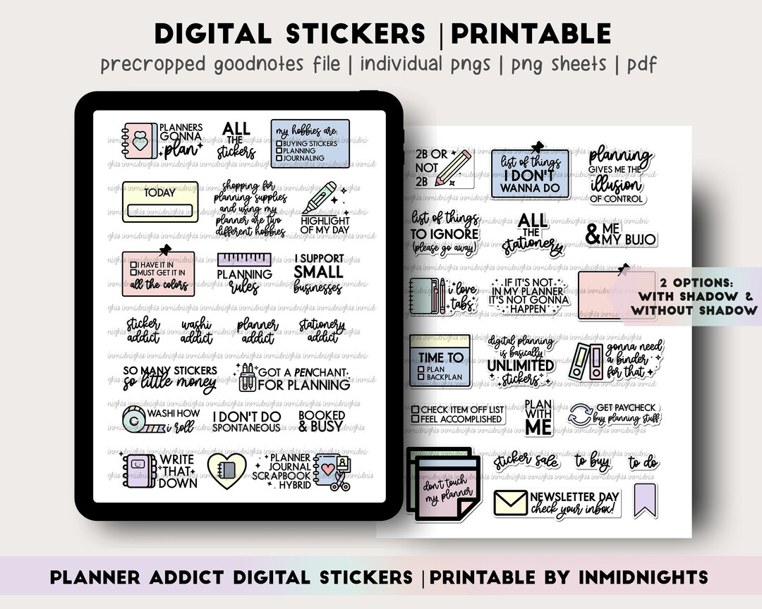 Planner Addict Digital Stickers Sticker Addict Printable Minimalist ...
