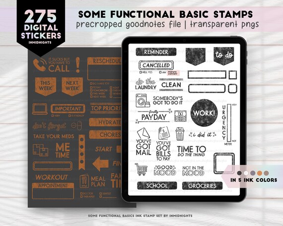 Ink Stamp Digital Stickers Some Functional Basics - Etsy