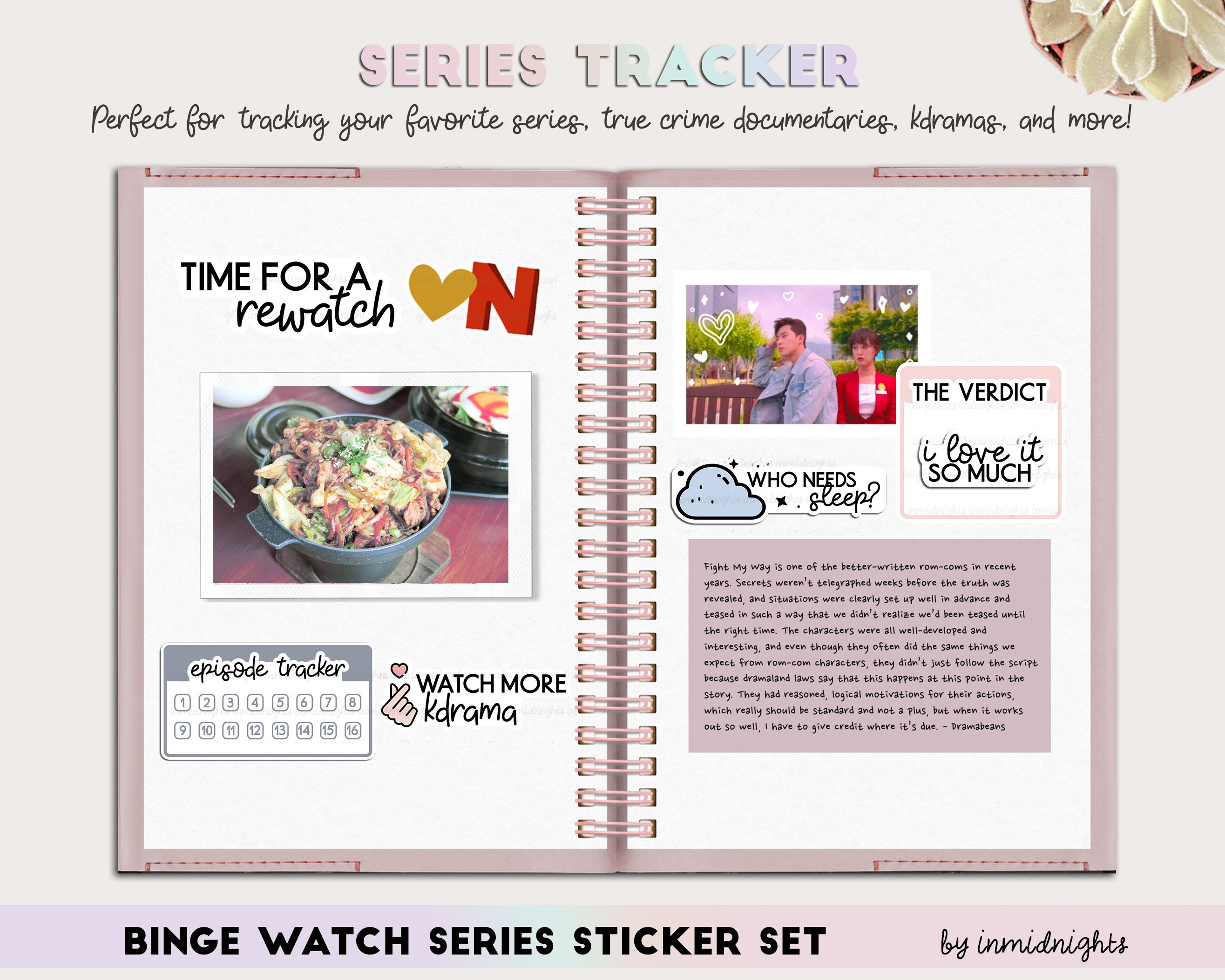 Binge Watch Series Digital Stickers & Printable Pastel Minimalist Movie ...